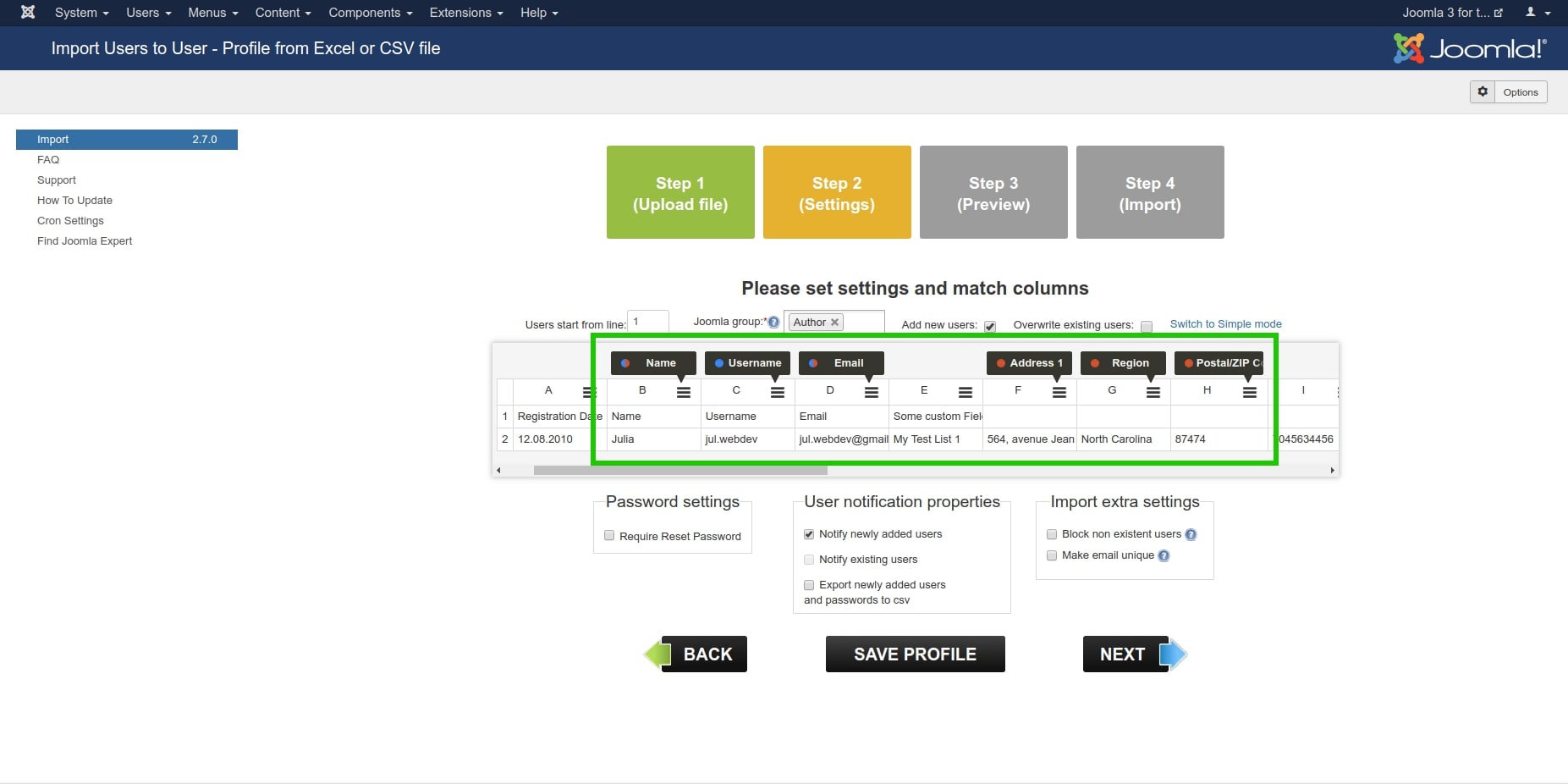 Import Joomla Users And Contacts Data From Excel Or Csv File